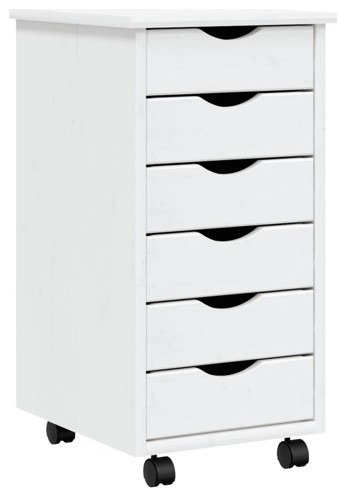 vidaXL Roll Cart with Drawers 6 Drawer Roll Cart MOSS White Solid Wood ...