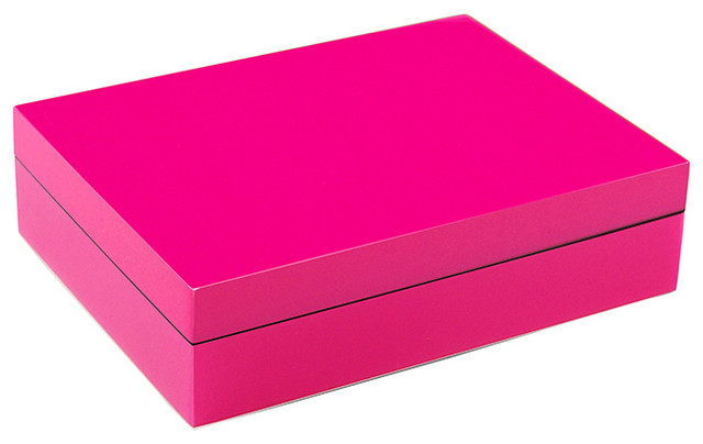 Lacquer Long Stationery Box Box, Hot Pink - Contemporary - Decorative ...