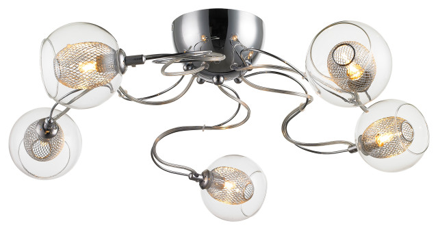 Auge Collection 5 Light Semi Flush Mount in Chrome Finish ...