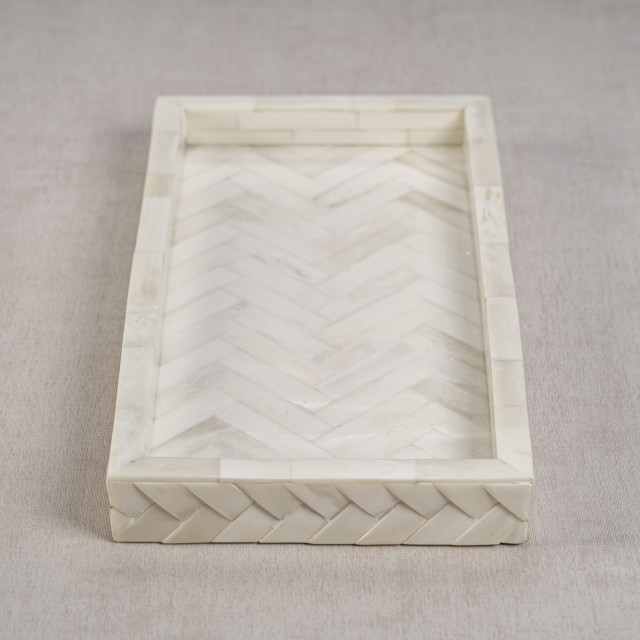 Bengkulu Bone Braided Tray, 14.25" X 7.25" X 1.35" - Transitional ...