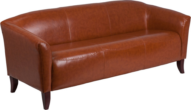 Cognac Leather Sofa - Contemporary - Sofas - by Homesquare | Houzz