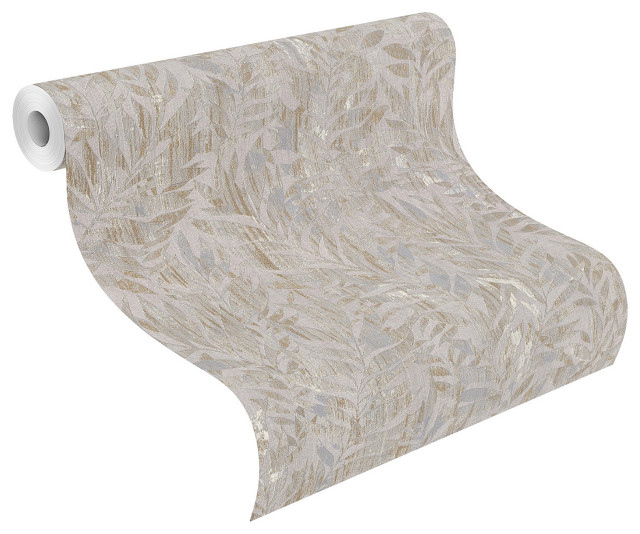 Beck Metallic Leaf Wallpaper, Swatch - Contemporary - Wallpaper - by ...