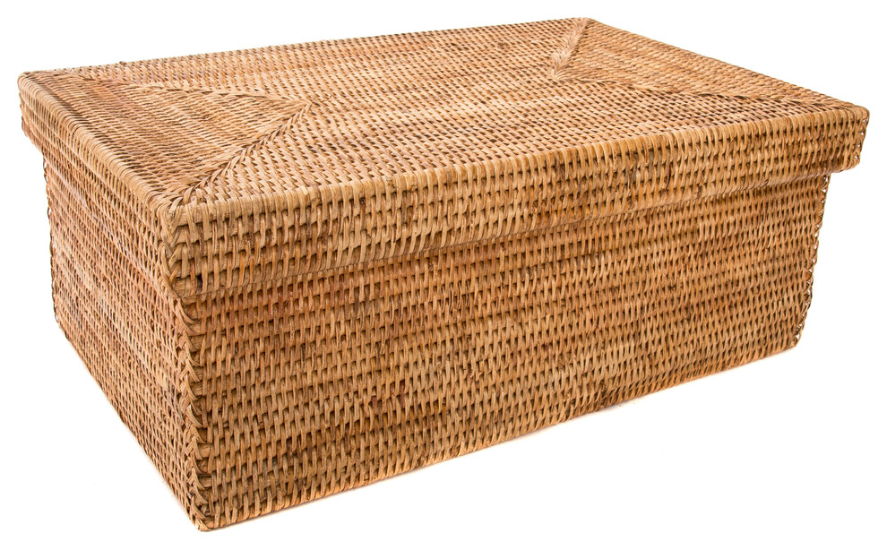 Artifacts Rattan™ Rectangular Storage Box With Lid - Tropical - Storage ...