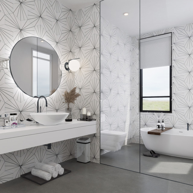Aster Hex Encaustic Porcelain Floor and Wall Tile - Contemporary - Wall ...