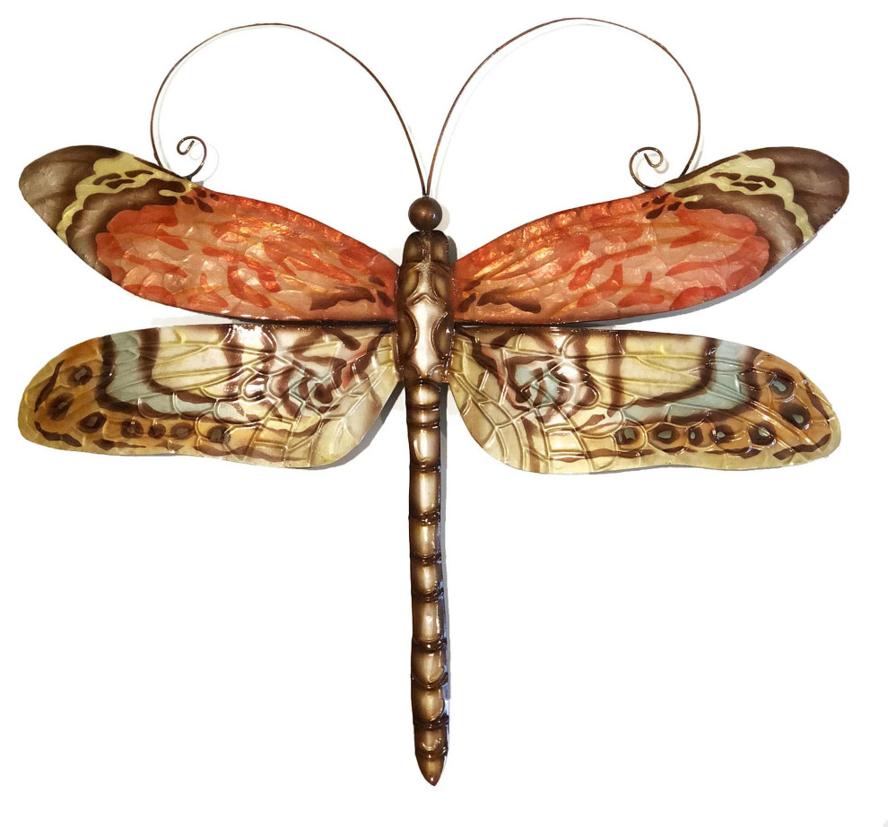 Dragonfly Wall Decor Red Multi Color - Contemporary - Metal Wall Art ...