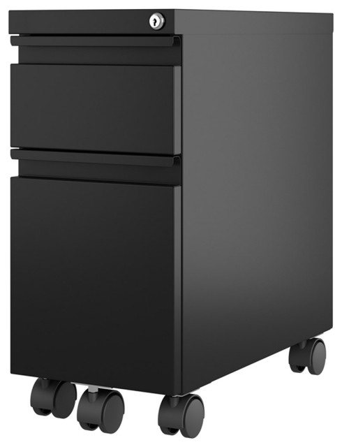 UrbanPro 20" 2-Drawer Modern Metal Mobile Zip Pedestal File Cabinet in ...