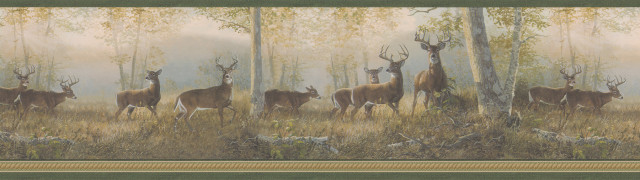 Storrie Green Deer Border Wallpaper - Rustic - Wallpaper - by Brewster ...
