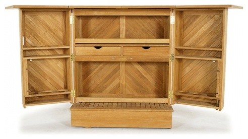 Somerset Luxury Teak Wood Bar, 41W x 19.75D x 41H; 80" wide when fully ...