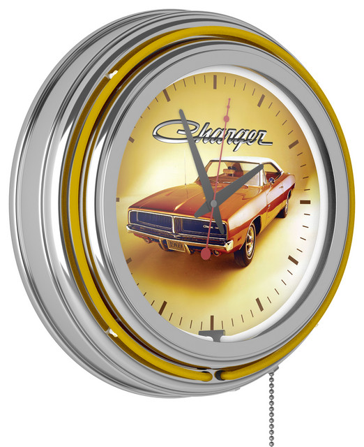 Dodge Chrome Double Rung Neon Clock, 69 Charger - Contemporary - Wall ...