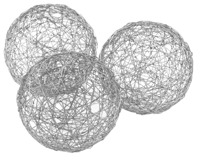 Guita Silver Wire Spheres/5"D, Box Of 3 - Contemporary - Decorative ...