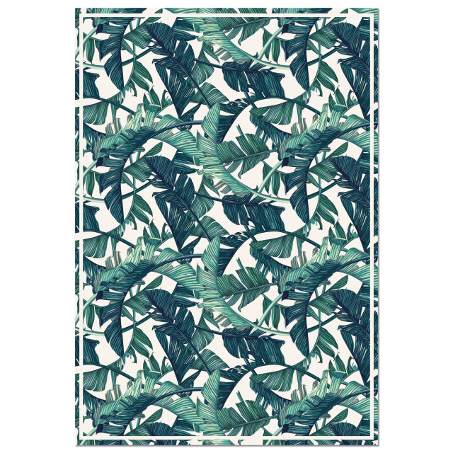 Tropical Leaf Pattern Vinyl Floor Mat, 4' x 6' - Tropical - Area Rugs ...