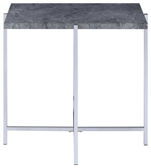 ACME Adelae Table, Faux Marble and Chrome - Contemporary - Side Tables ...