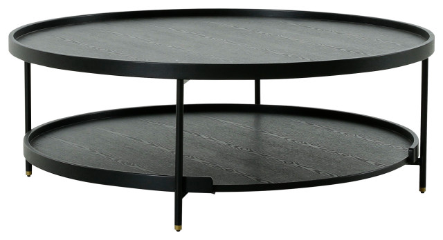 Modrest Mitchell Black Iron Round Coffee Table - Transitional - Coffee ...