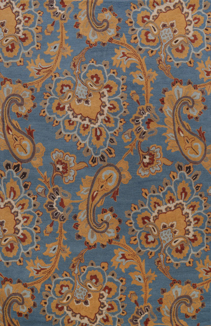 Floral Paisley Transitional Oriental Blue Wool Area Rug Hand-tufted ...