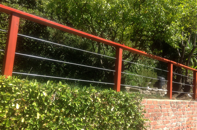 Railing Fence--Cable Railing with Wood Frame - Los Angeles - by Flores ...