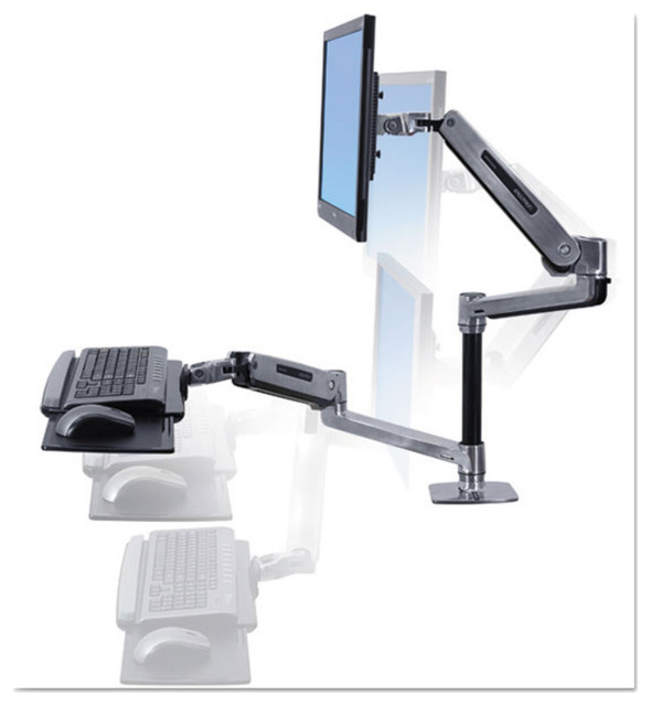 WorkFit-LX Sit-Stand Desk Mount System, 29.25", Polished Aluminum ...