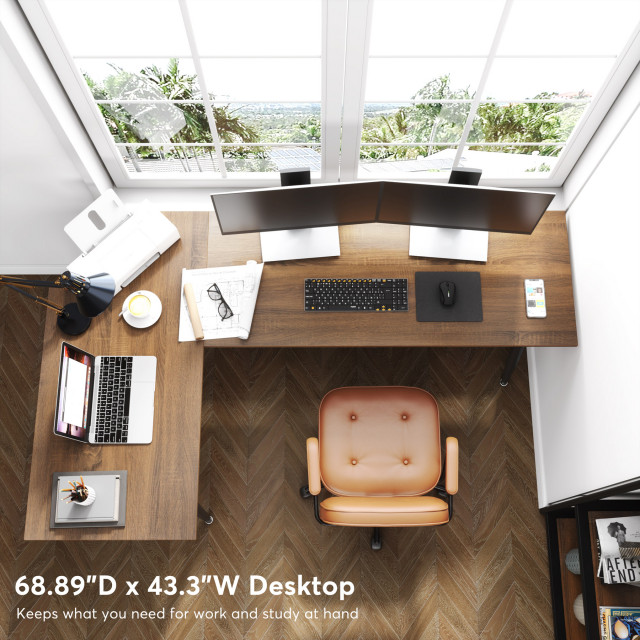 Tribesigns 69" L Shaped Desk Computer Writing Desk, Large Corner Desk ...