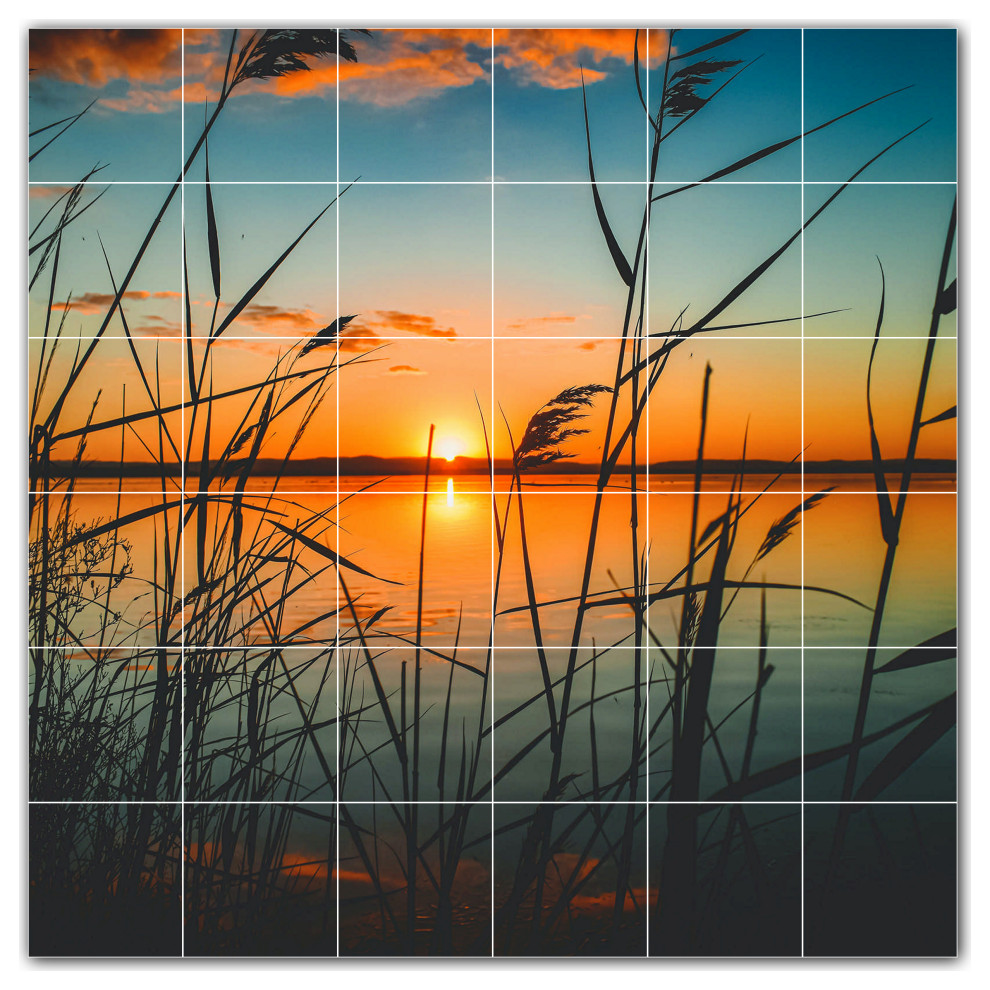 Sunset Ceramic Tile Wall Mural HZ500988, 72" Wide x 72" High ...