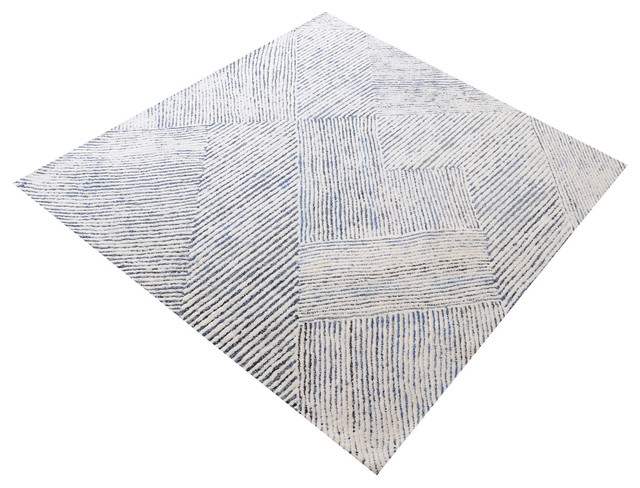 Dimond Vaugham Handtufted Wool and Denim Fabric Rug, 6" Square, Blue ...