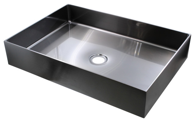 Rectangular Stainless Steel Vessel Bathroom Sink in Gunmetal Blac ...