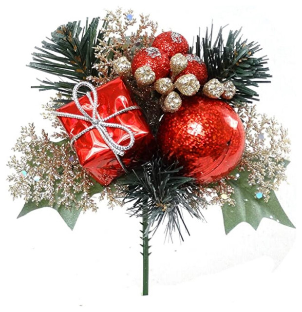 Hollly Pink Pick With Ball, Berry and Gift Boxes, 1 Dozen - Christmas ...