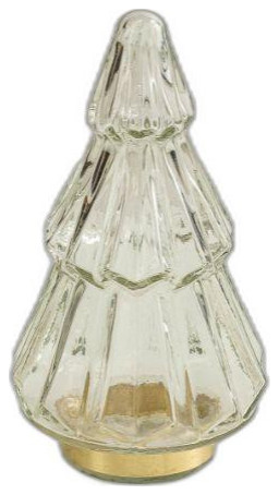 9" Clear And Gold Glass Christmas Tree Sculpture - Holiday Accents And ...