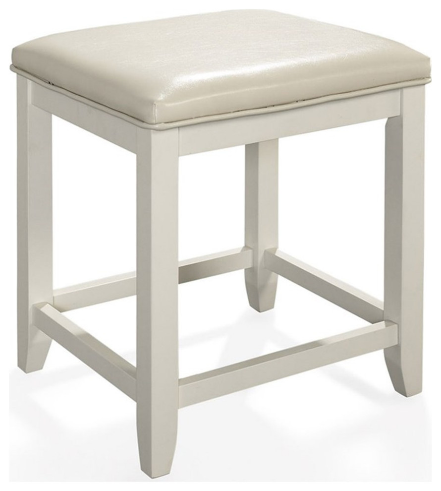 Crosley Furniture Vista Solid Pine Wood Vanity Stool in White ...