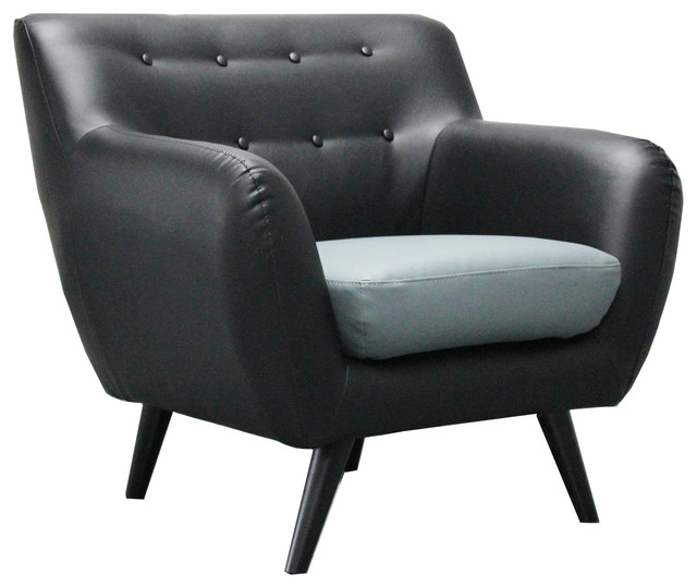 Mid Century Modern Bonded Leather Accent Chair - Midcentury - Armchairs ...