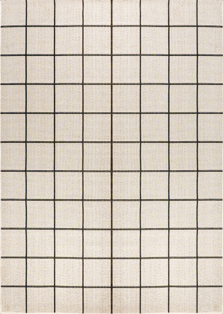Grid Modern Squares Indoor/Outdoor Area Rug, 5x8 - Farmhouse - Outdoor ...