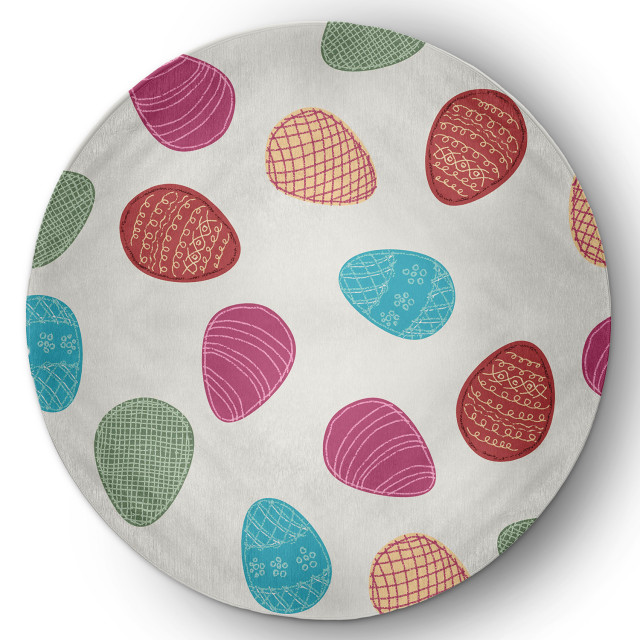 2' x 3' Egg Hunt Easter Chenille Indoor/Outdoor Rug, 5' Round ...