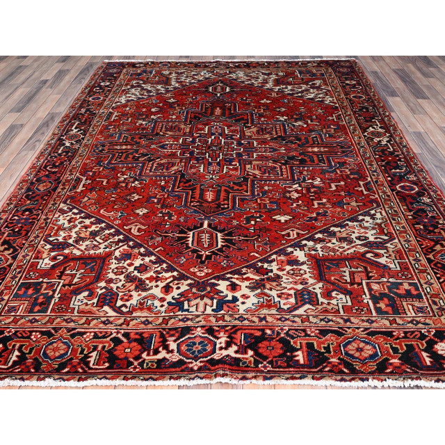 Lust Red Wool Semi Antique Vintage Hand Knotted Cleaned Oriental Rug 7 ...
