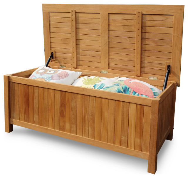 Richmond Teak Wood 48 Inch Outdoor Storage Deck Box - Transitional ...