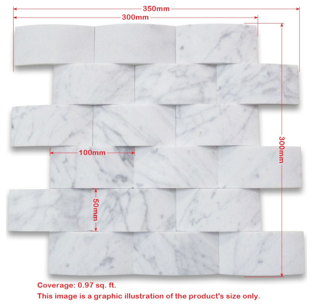 Carrara Marble 3D Cambered 2x4 Arched Mosaic Tile Honed Venato Carrera ...