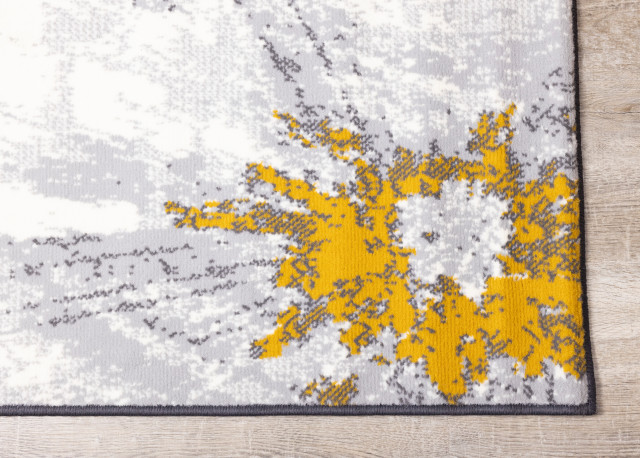 Florence Collection Grey Yellow Floral Rug, 4'7"x6'7" - Contemporary ...