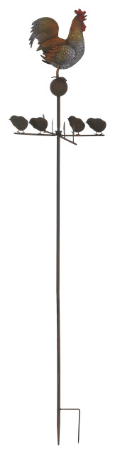 Rustic Metal Kinetic Wind Spinner Chicken With Spinning Chicks Garden ...