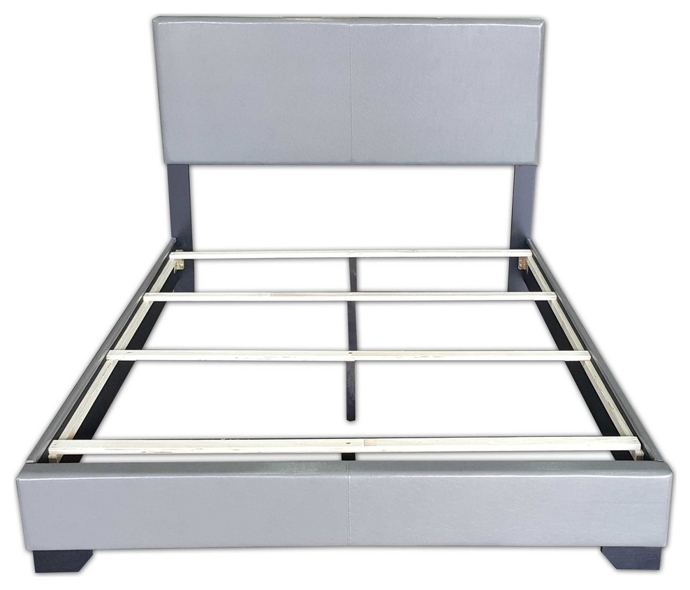 86" X 57" X 47" Full Gray Pu Bed - Transitional - Bedroom Products - by ...
