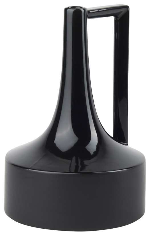 Burton Black Ceramic Jug Style Vase, 12" - Transitional - Vases - by ...