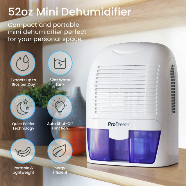 Electric Mini Dehumidifier, 2200 Cubic Feet, 250 Sq.Ft., Compact and ...