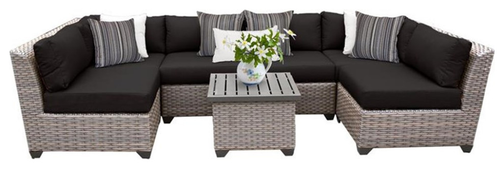 Florence 7 Piece Outdoor Wicker Patio Furniture Set 07c in Black ...