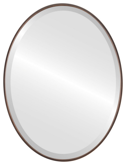 Medina Framed Oval Mirror, Rubbed Bronze, 13"x17" - Transitional ...