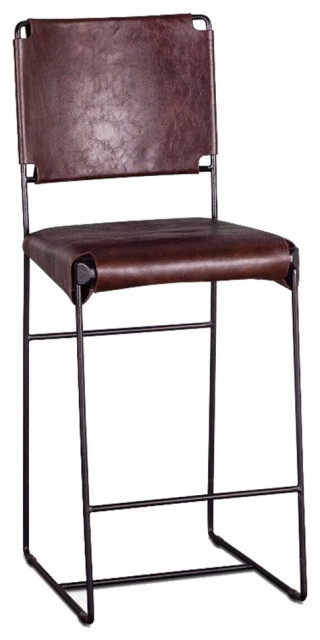 World Interiors Melbourne Leather Industrial Modern Counter Chair in ...