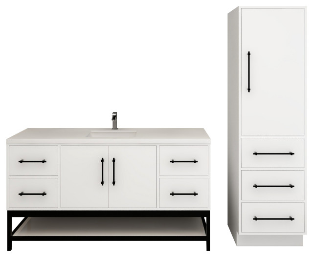 Victoria 60'' Solid Wood Open Shelf Bath Vanity Single Sink ...