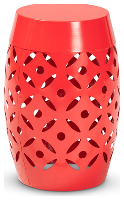 Hallie Modern Red Finished Metal Outdoor Side Table - Contemporary ...