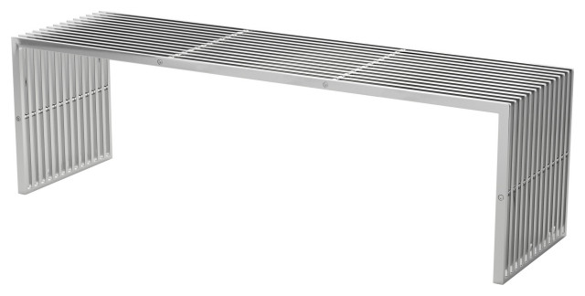 Accent Chair Bench, Steel Metal, Silver, Living Lounge Cafe Lobby ...