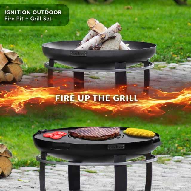 Viking 32" Fire Pit With Grill Plate - Transitional - Fire Pits - by ...