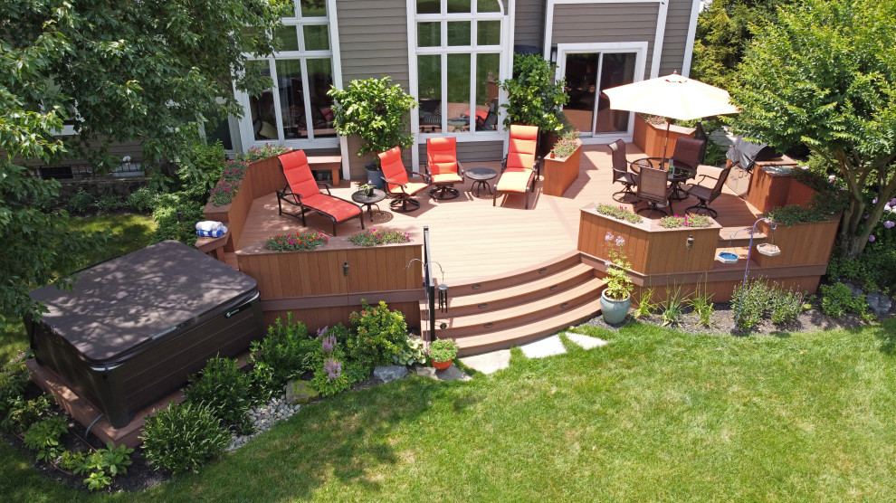 Azek Cypress Deck, Mahogany Fascia, Riser Lights, Custom Grill, Bench ...