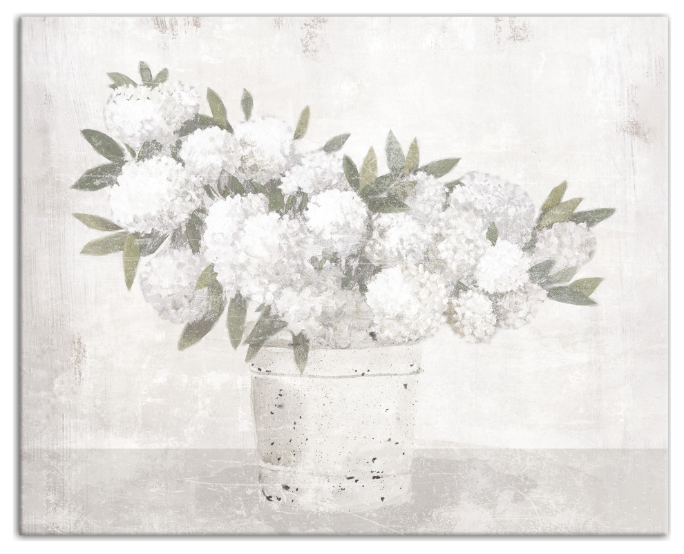 White Hydrangeas 20 x 16 Canvas Wall Art, 20 x 16 - Contemporary ...
