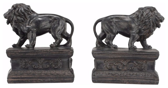 Classic set of 2 decorative Lion Bookends - Traditional - Bookends - by ...