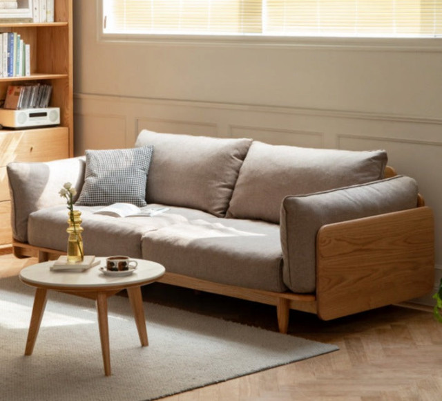 Oak Solid Wood Sofa, fabric - Midcentury - Sofas - by GVAwood | Houzz