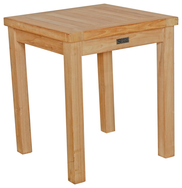 Teak Wood Somers Bathroom Side Table, Small - Transitional - Shower ...